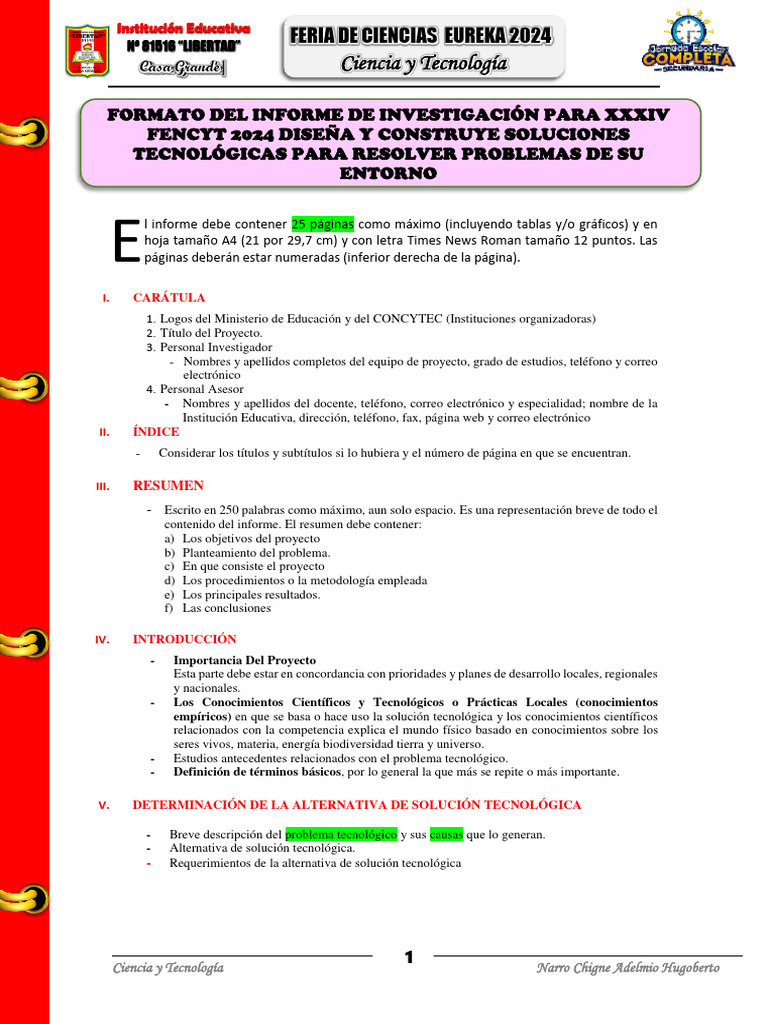 Informe de Proyecto Eureka 2024 | PDF | Diseño | Science