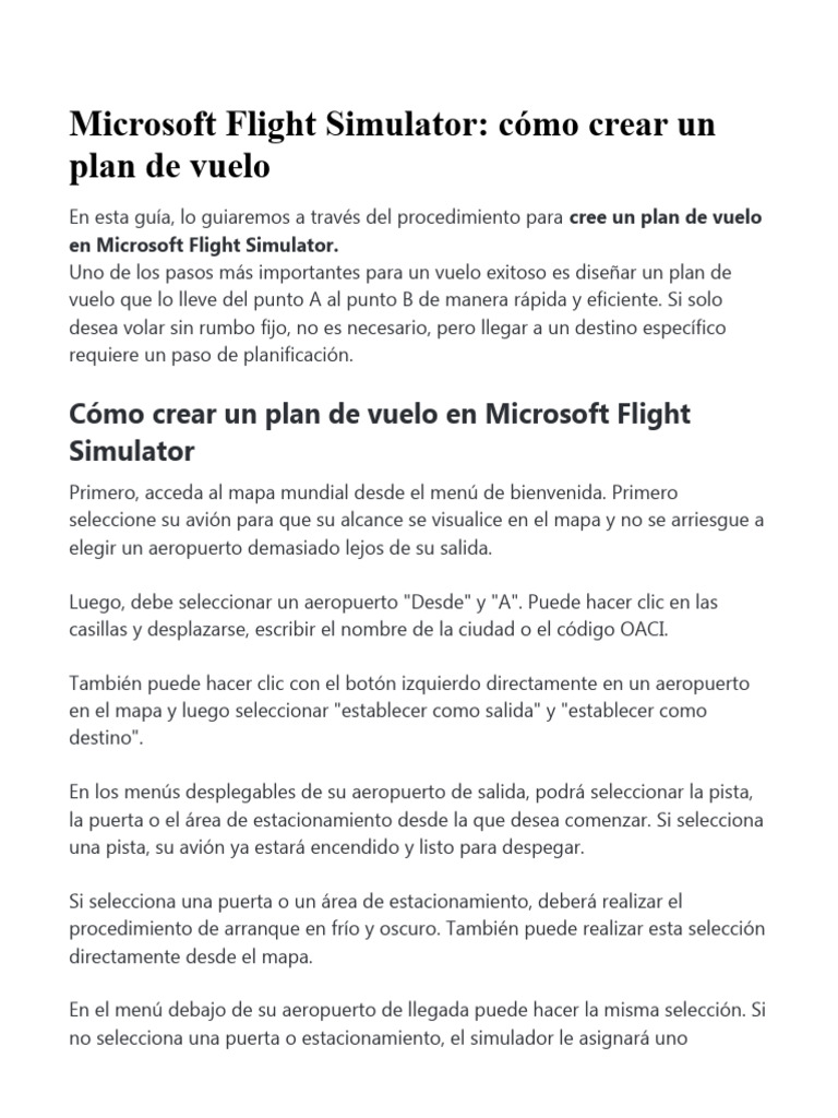 Cómo Crear Un Plan de Vuelo en Microsoft Flight Simulator | PDF | Pista | Reglas de vuelo por ...