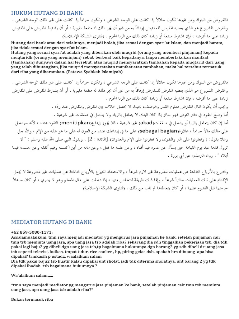 Perantara Hutang Di Bank | PDF