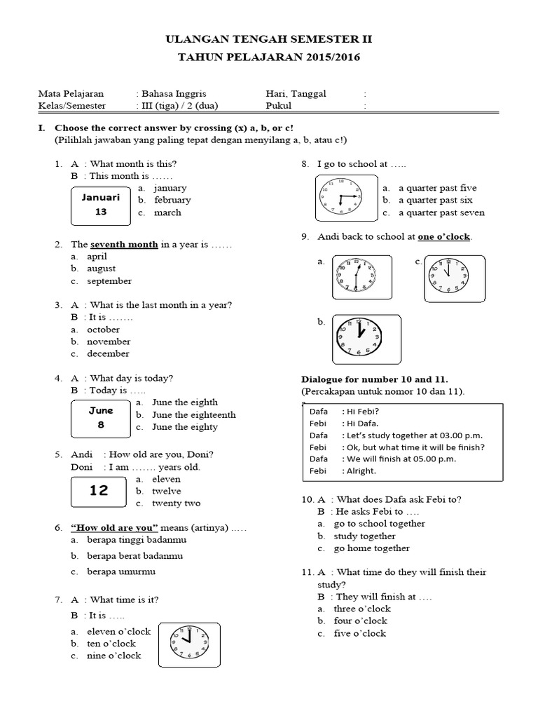 Mid Sem 2 KLS 3 | PDF | Language Arts & Discipline