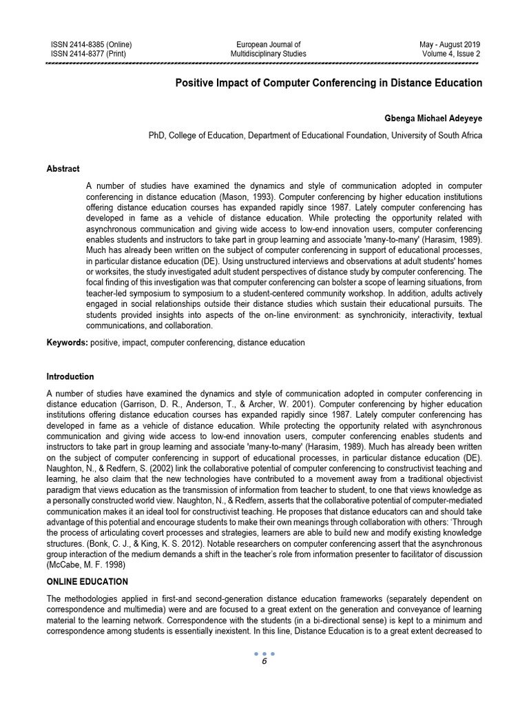 Positive Impact of Computer Conferencing | PDF | World Wide Web ...