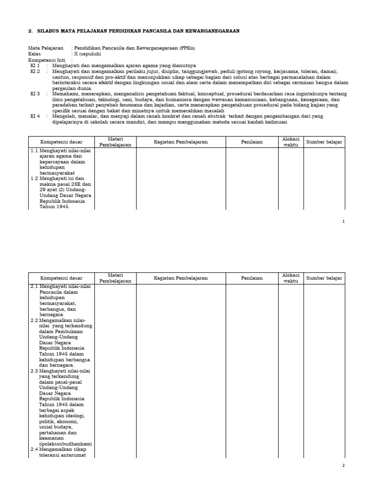 Silabus Sma Mapel Wajib a Dan b | PDF