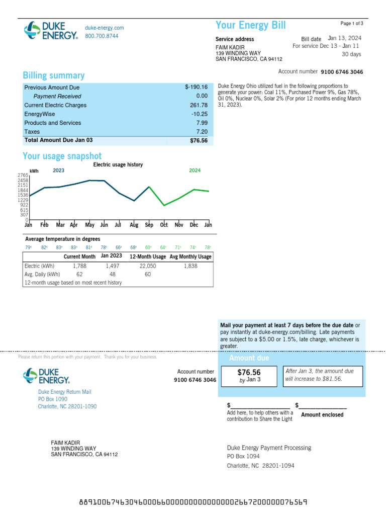 Faim Kadir Duke Energy Bill | PDF | Electric Power | Electricity