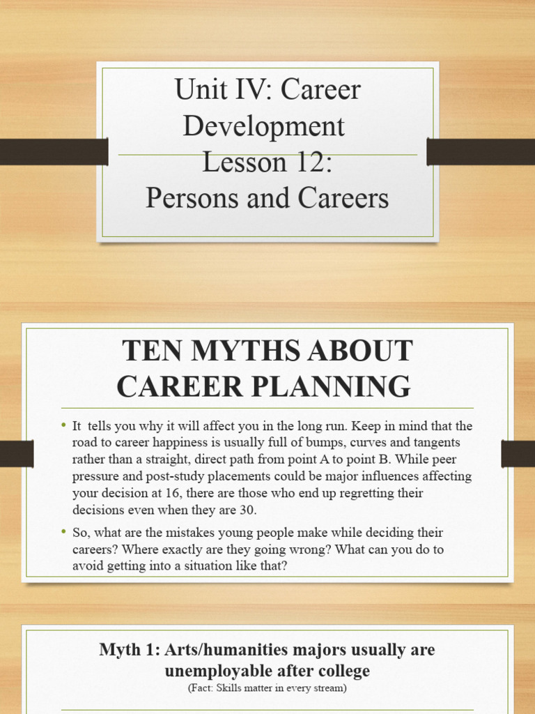 LESSON 12 PERSONS AND CAREERS | PDF | Self Concept | Psychological Concepts