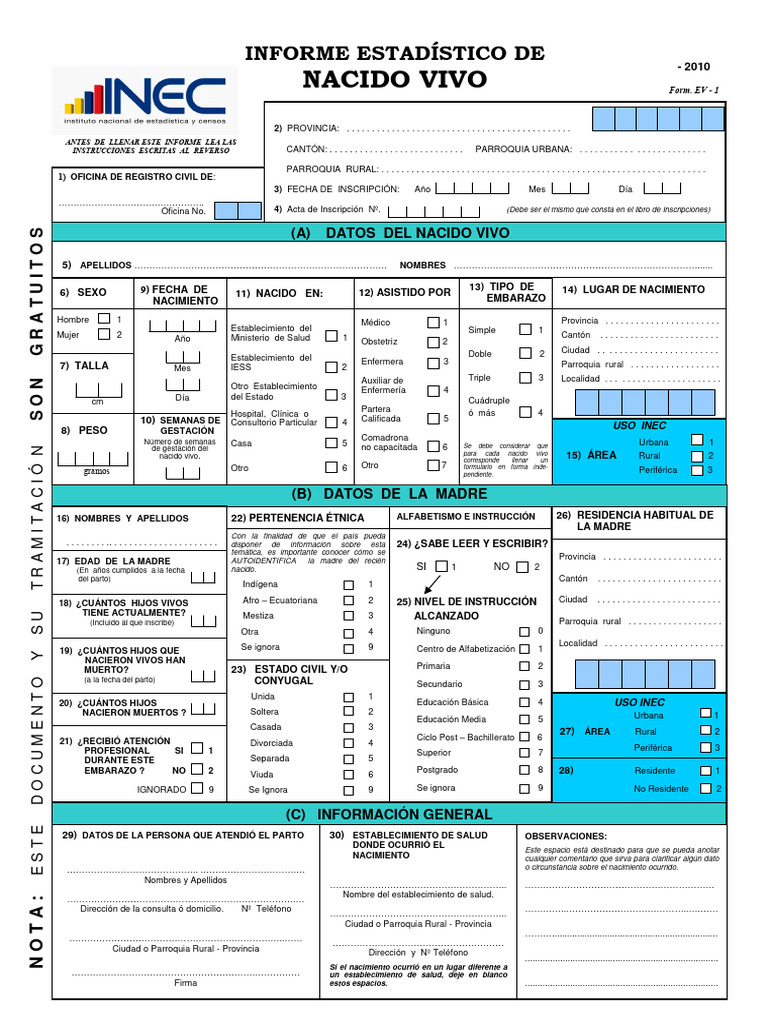 Informe Estadístico de Nacido Vivo | PDF | Partería