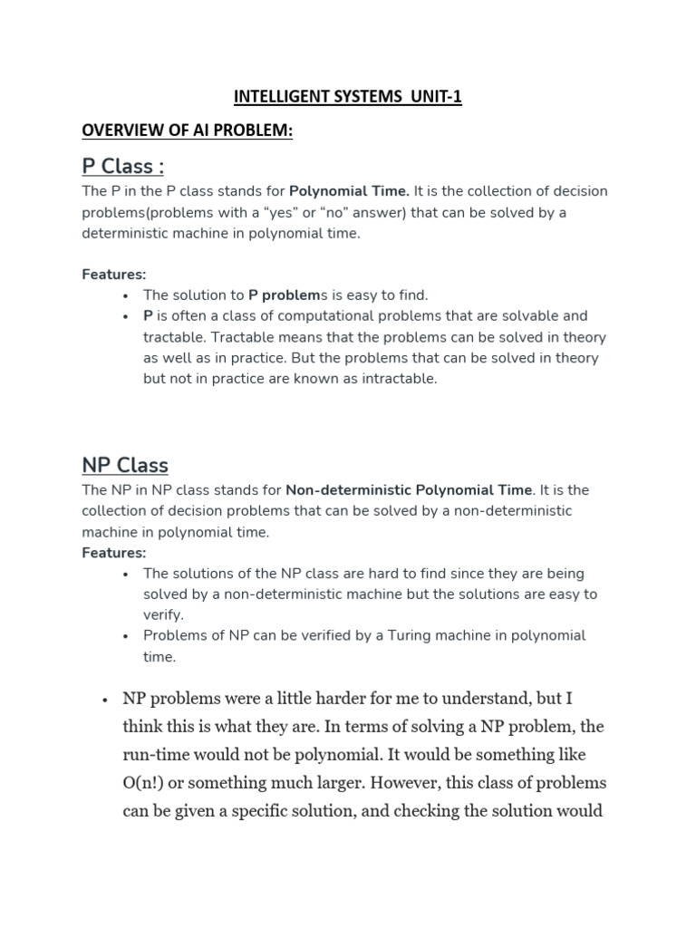 Intelligent Systems Unit 1 | PDF | Artificial Intelligence | Intelligence (AI) & Semantics