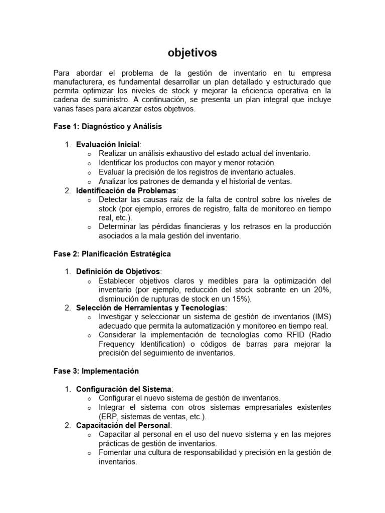 objetivos | PDF | Lean Manufacturing | Identificación de frecuencia de ...