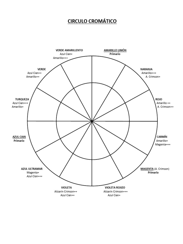 CIRCULO CROMÁTICO (VACIO CON RECUADROS y LINEAS GRUESAS) | PDF | Azul ...