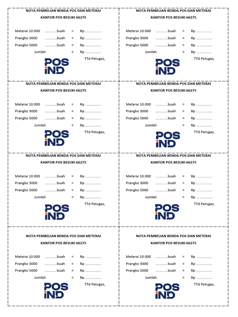 Nota Pembelian Benda Pos Dan Meterai | PDF