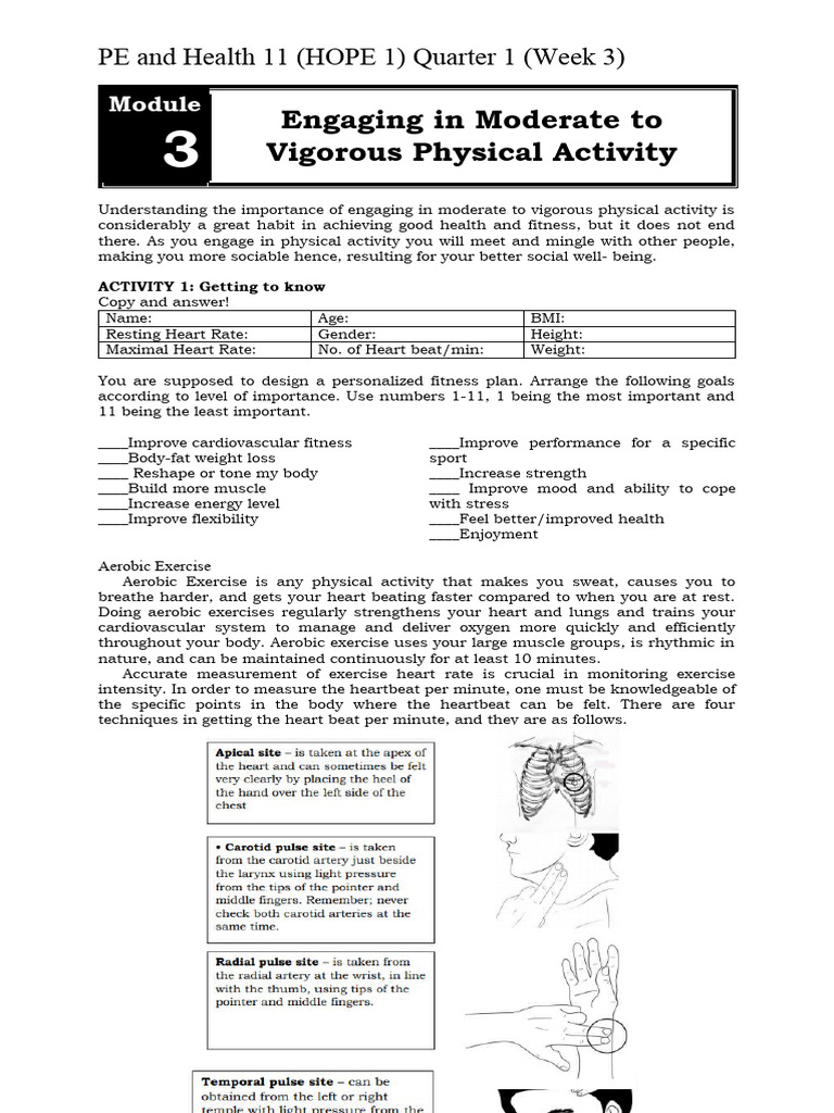Benefits of Moderate to Vigorous Exercise | PDF | Strength Training ...