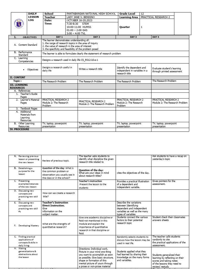 PR2 DLL | PDF | Learning | Teachers