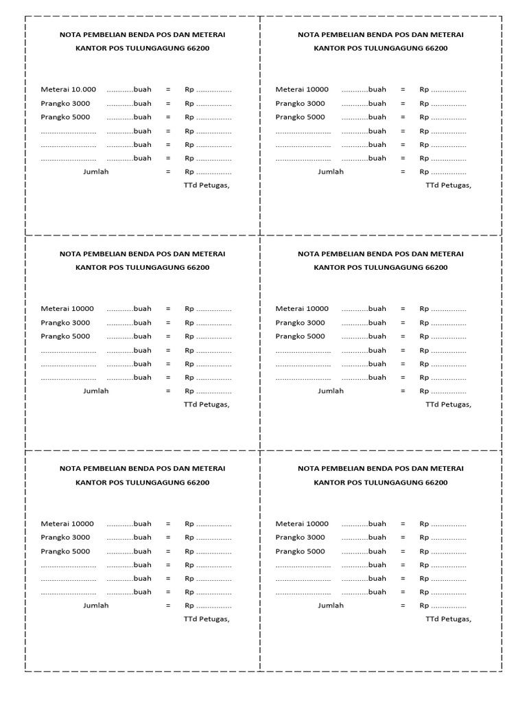 Nota Pembelian Benda Pos Dan Meterai | PDF