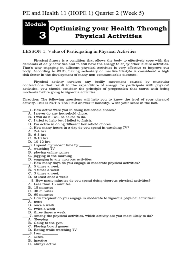 PE and Health 11 Q2 Week 5 | PDF | Clinical Medicine | Medical Specialties
