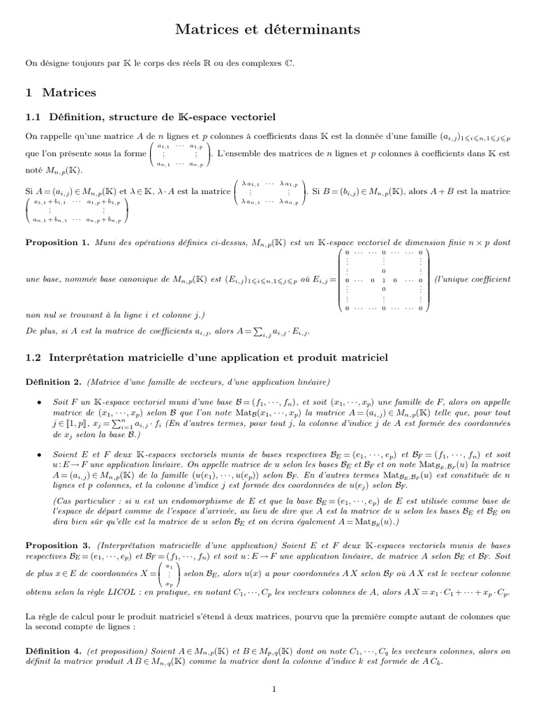 04-Matrices Et Blocs | PDF | Matrice (Mathématiques) | Base (algèbre ...
