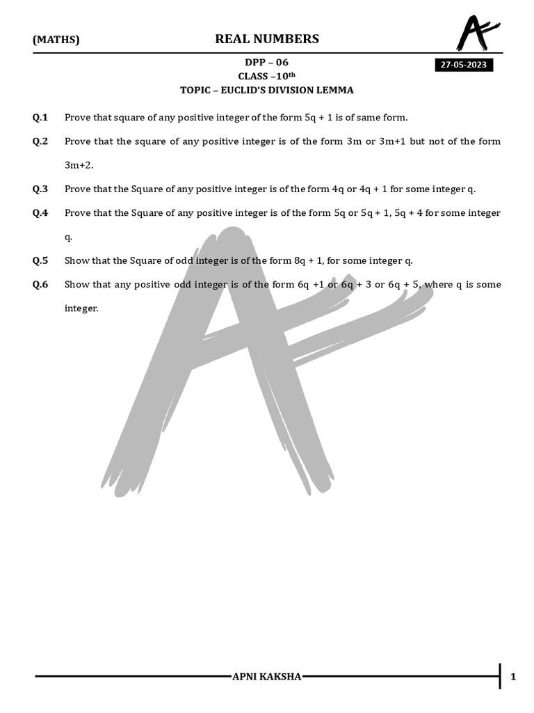 1685191563-DPP-6 CLASS-10 (MATHS) CH - REAL NUMBERS (QUE) Compressed | PDF