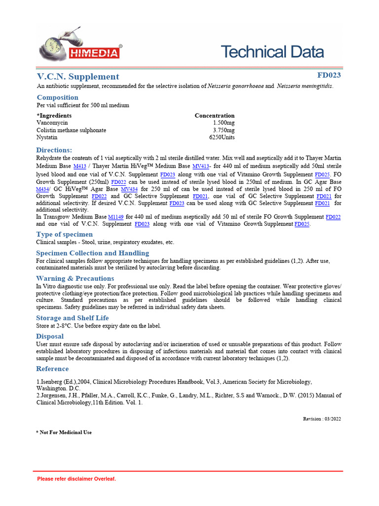 TDS_FD023_V2022 | PDF | Agar | Medical Specialties