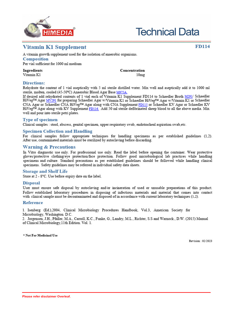 TDS FD114 V2023 | PDF | Agar