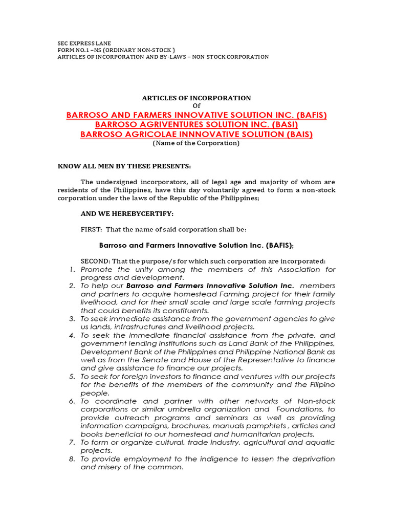 Articles of Incorporation | PDF | Proxy Voting | Board Of Directors