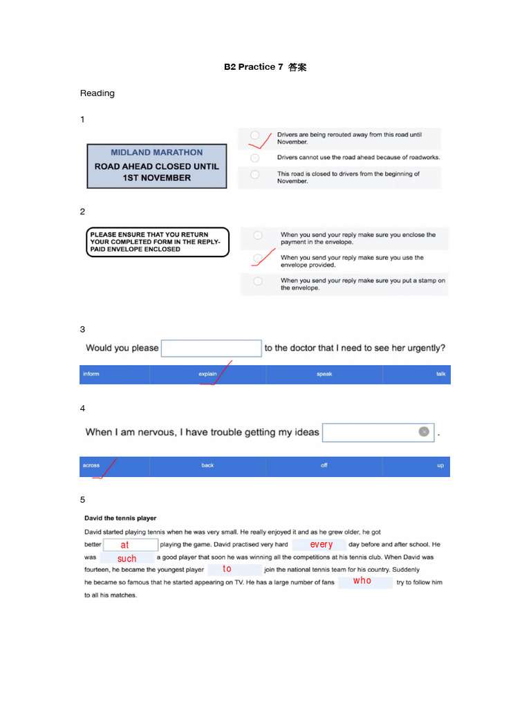 B2 Practice Reading 7 答案 | PDF