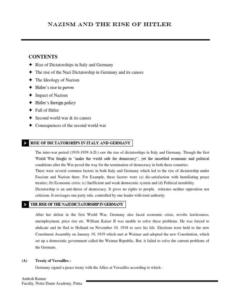 Nazism and The Rise of Hitler Edited | PDF | Weimar Republic | Nazi Germany