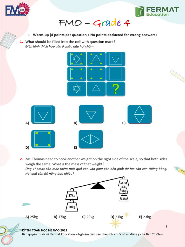 FMO. Khối 4 (Song ngữ) | PDF