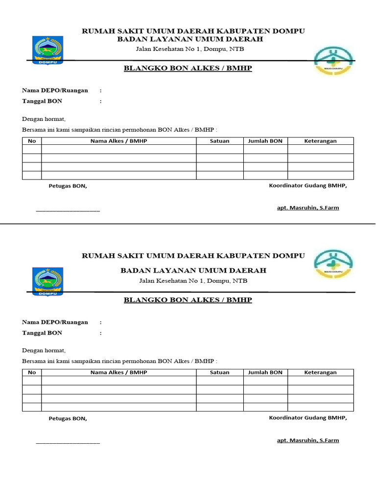 Blangko Bon Alkes | PDF | Kajian Bahasa Asing