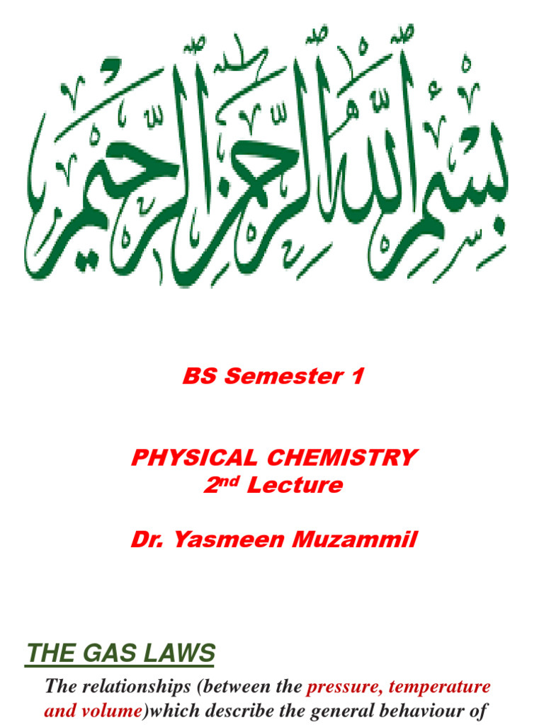 BS Gas Laws Lecture 2 | PDF | Gases | Pressure