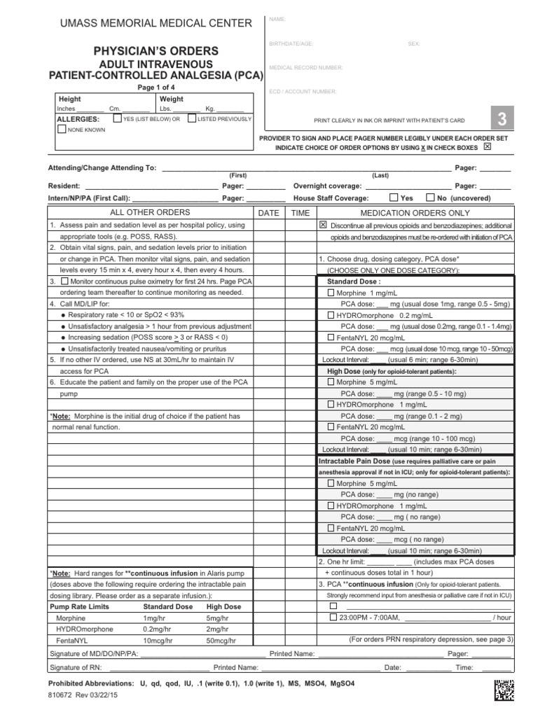 adult-iv-pca-order-set | PDF | Opioid | Drugs Acting On The Nervous System