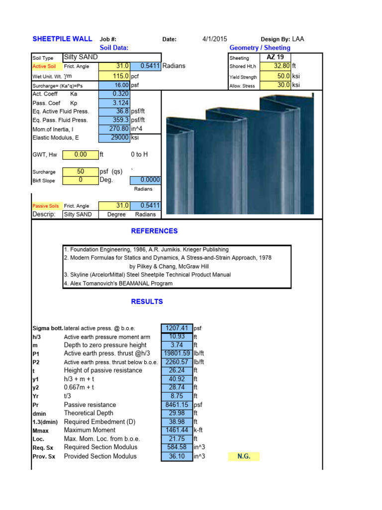 Cantilever Sheetpile with BEAMANAL | PDF | Mechanical Engineering | Structural Engineering