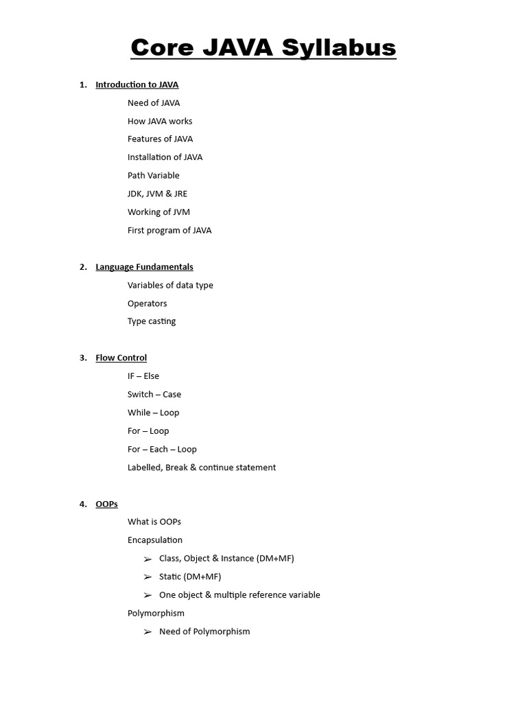 Java Course Syllabua Dec 2023 | PDF | Constructor (Object Oriented Programming) | Programming