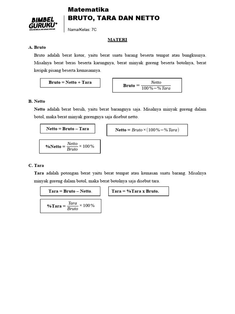 7C - Bruto Tara Netto | PDF