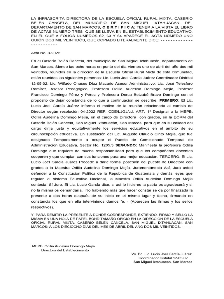 Acta Odilia-2 | PDF | Gobierno