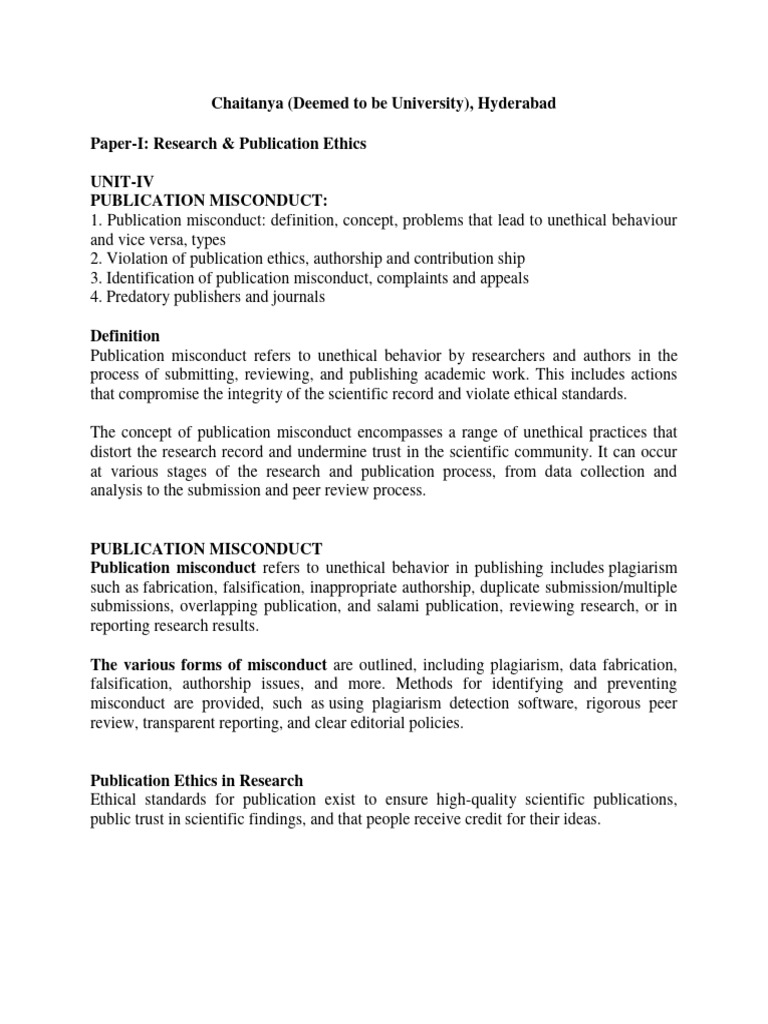 Research&Publication Ethics-Unit-IV & I | PDF | Turnitin | Epistemology