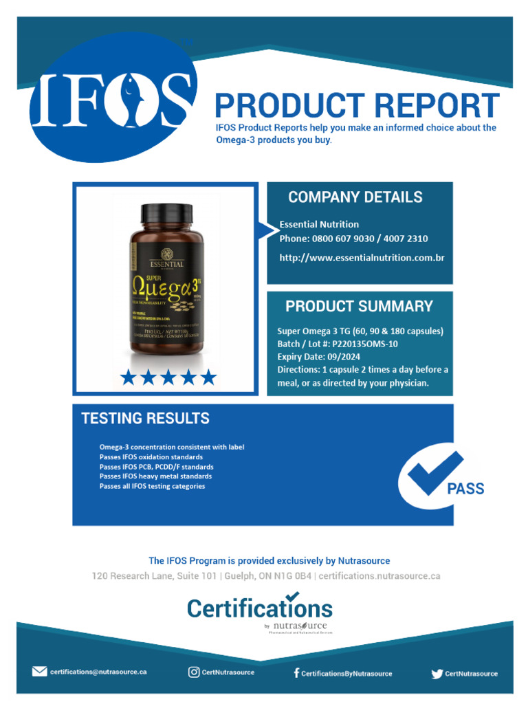 IFOS Report Super Omega 3 60 Cap 90 Cap 180 Cap | PDF | Technology ...
