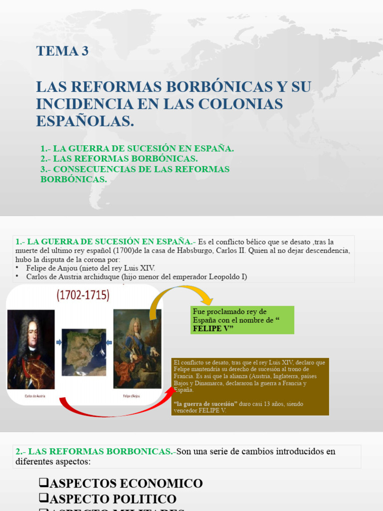 Tema 11 - 2023reformas Borbonicas | PDF | Imperio español | Casa de borbón