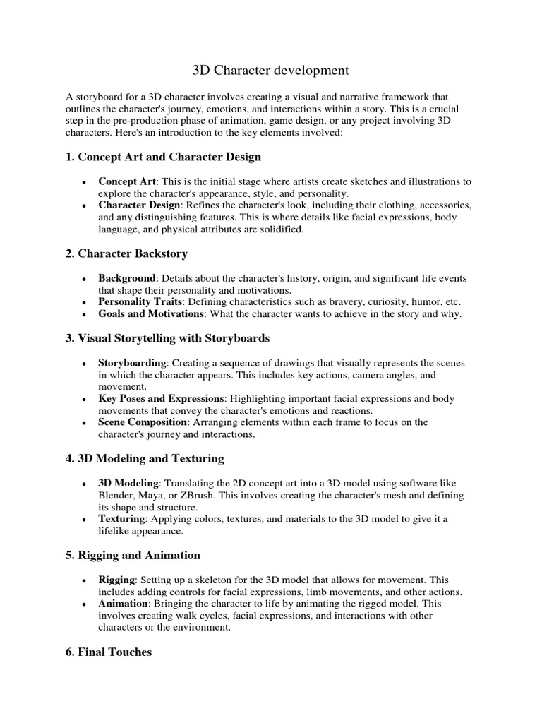 3D Character development | PDF | 3 D Computer Graphics | Composition ...