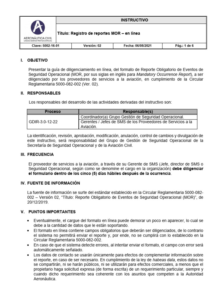 Guía para Reportes MOR en Línea | PDF | Placa de matrícula del vehículo ...
