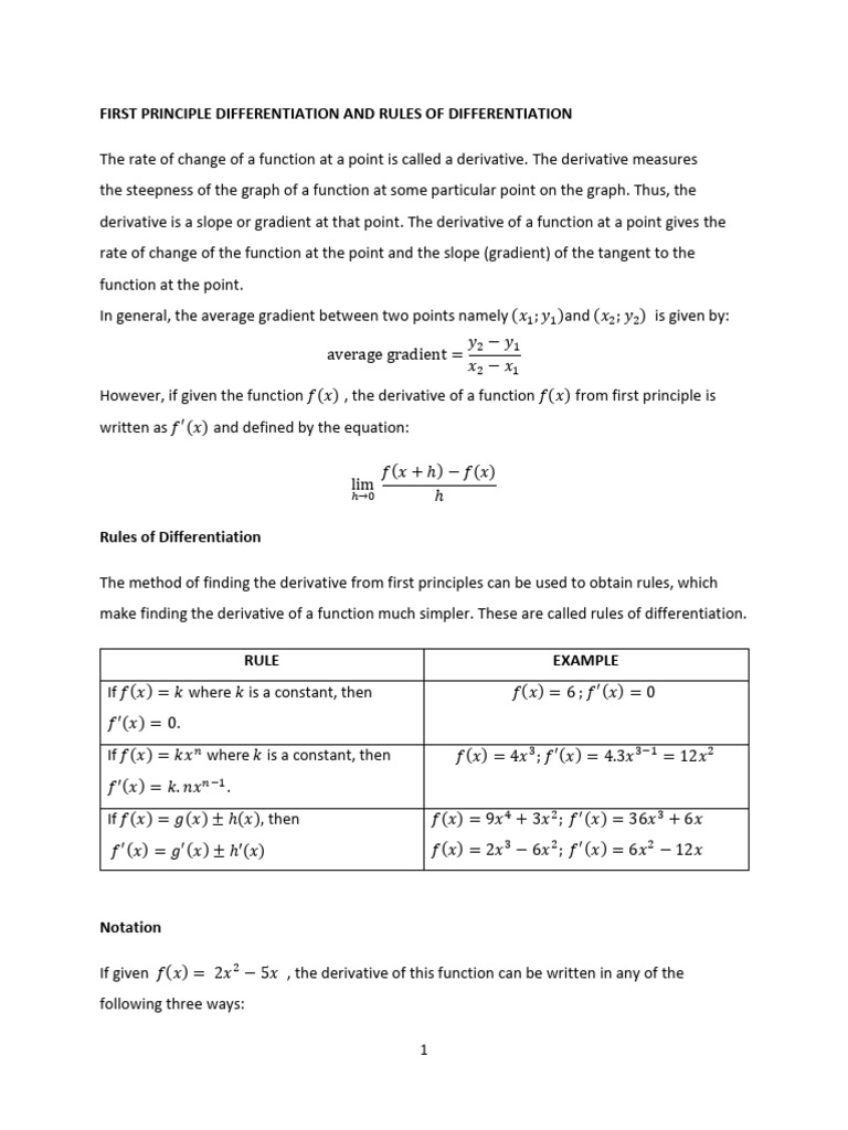 Topic 15 - First Principle Differentiation and Rules of Differentiation ...