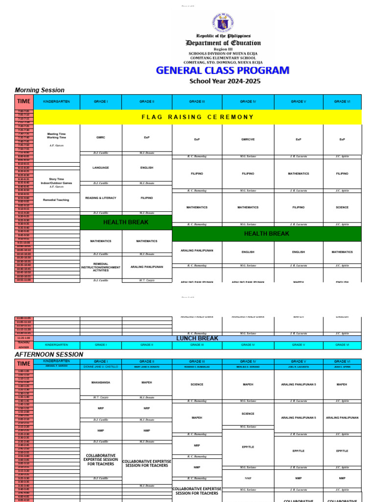comitang_general-class-program-2024-2025 | PDF | Learning
