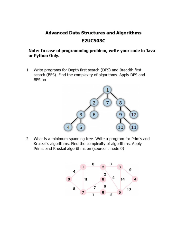 Adsa Practice Questions | PDF | Algorithms And Data Structures | Algorithms