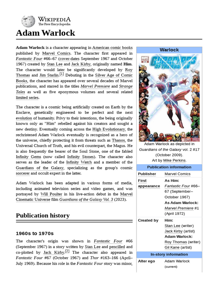 Adam Warlock | PDF | Marvel Comics Characters | Marvel Entertainment