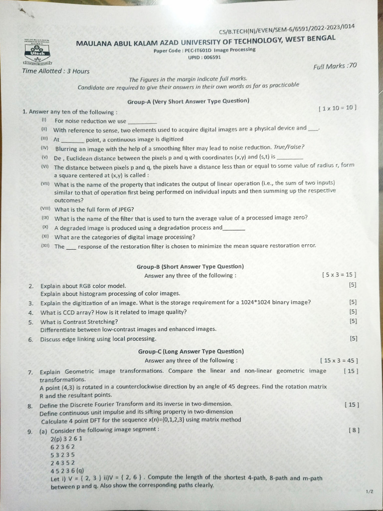 Image Processing 2022-23 | PDF