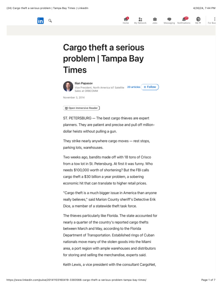 Understanding Cargo Theft in Florida | PDF | Truck Driver | Theft