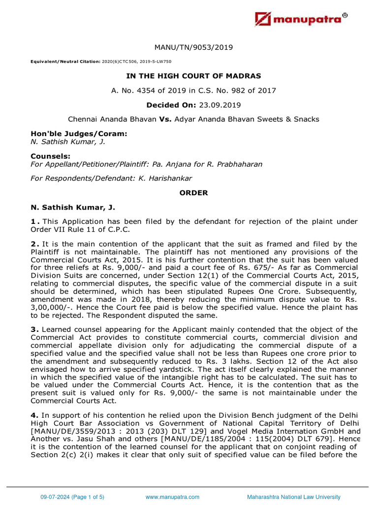 Chennai Ananda Bhavan Vs Adyar Ananda Bhavan ...