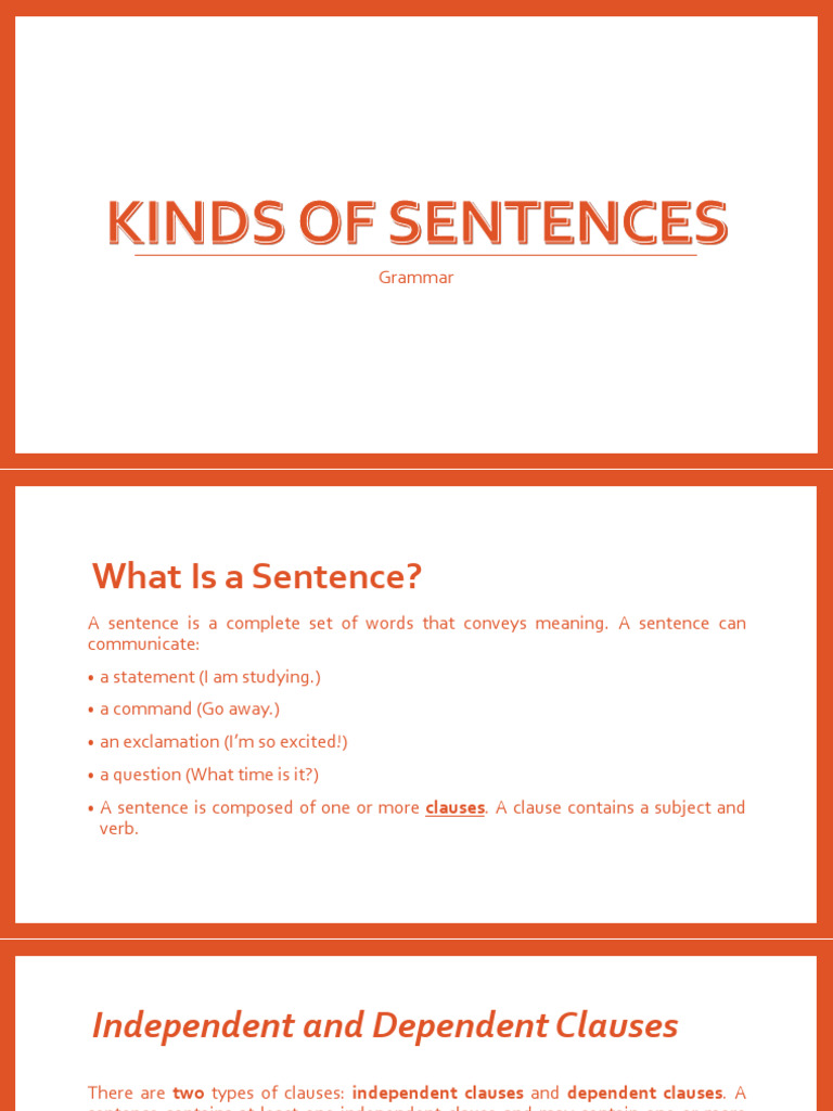 Kinds of Sentences | PDF | Sentence (Linguistics) | Clause