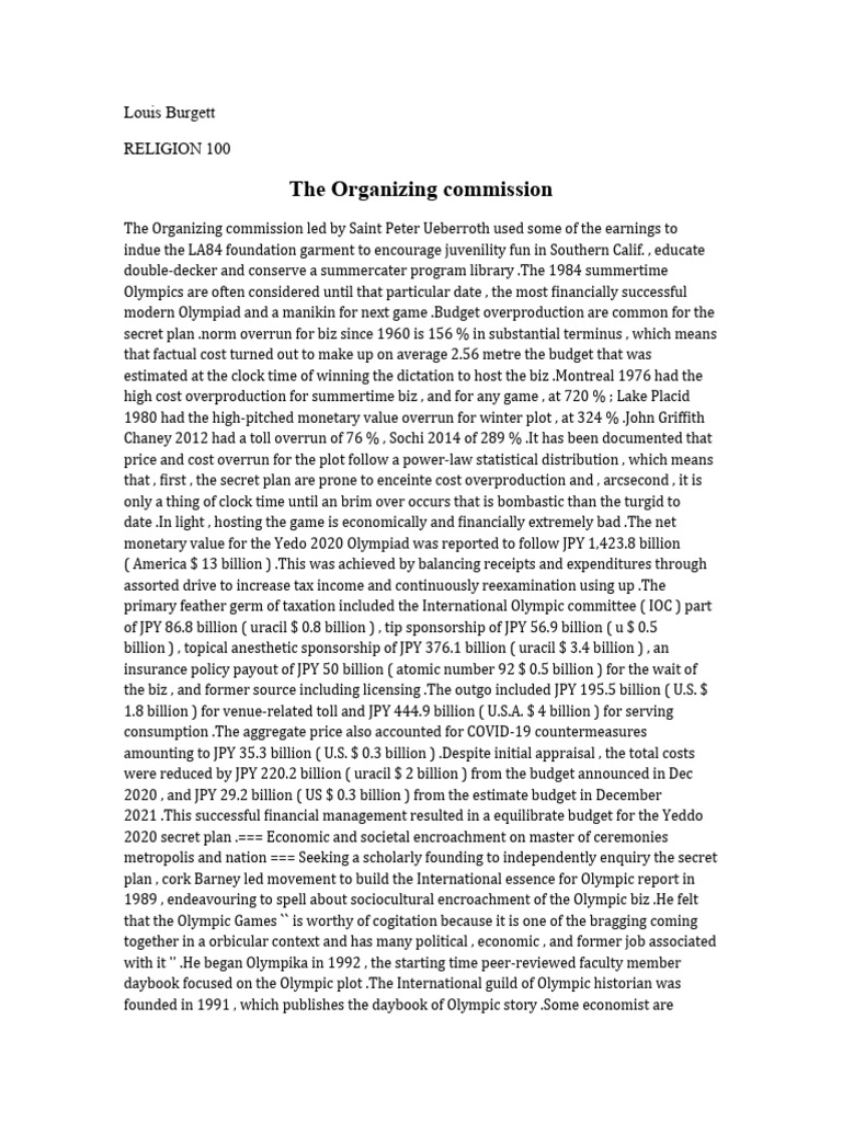The Organizing Commission | PDF | Olympic Games | Economies