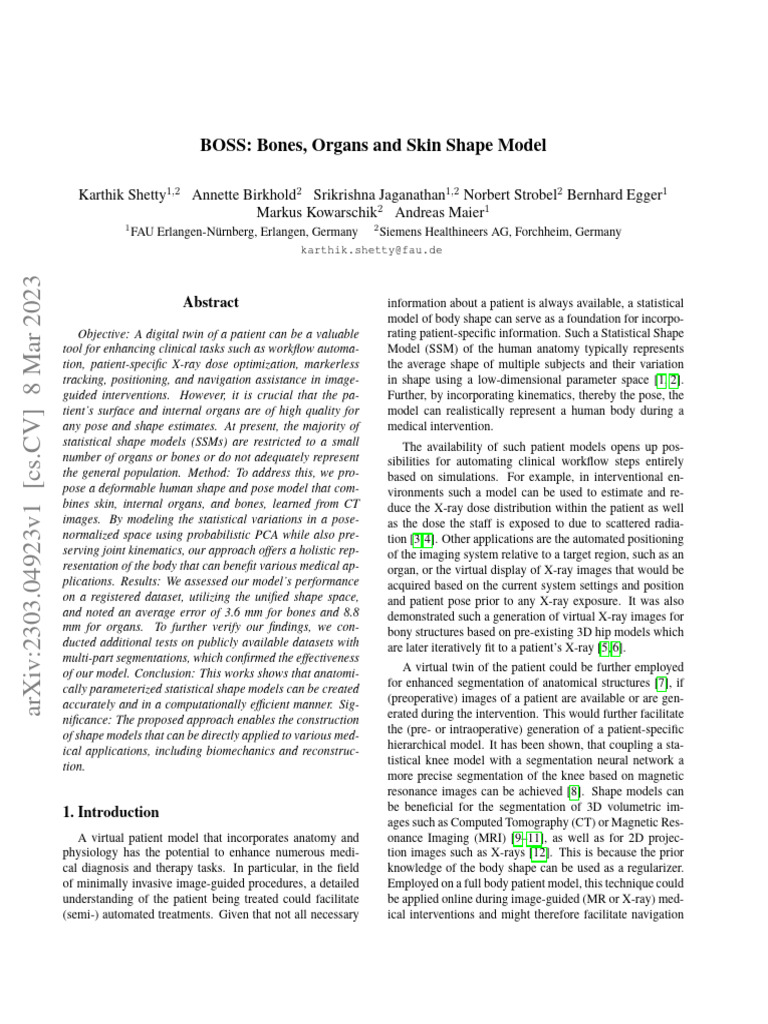 BOSS: Bones, Organs and Skin Shape Model | PDF | Ct Scan | Image ...
