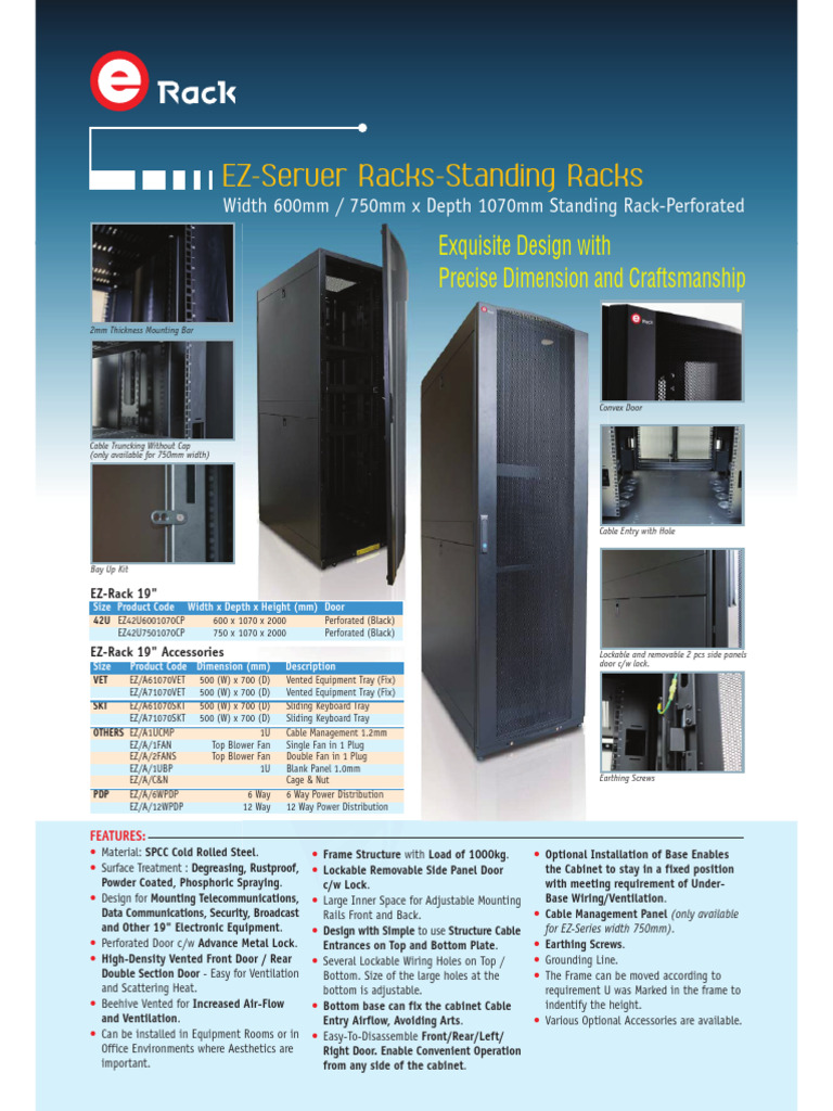EZ-Server 19" Standing Racks Overview | PDF | Door | Manufactured Goods