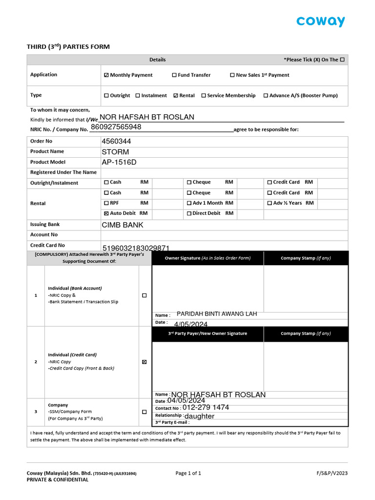 Archthird (3rd) Parties Form (202303 Version) | PDF | Payments | Credit ...
