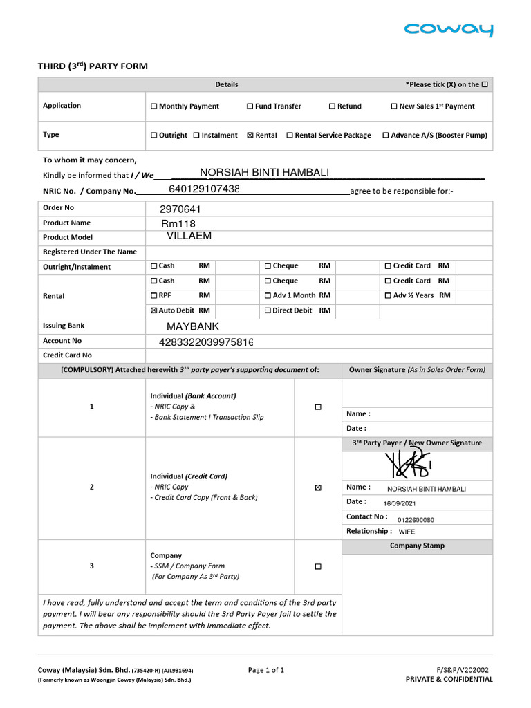 Third Party Form (V032020) | PDF | Payments | Credit Card
